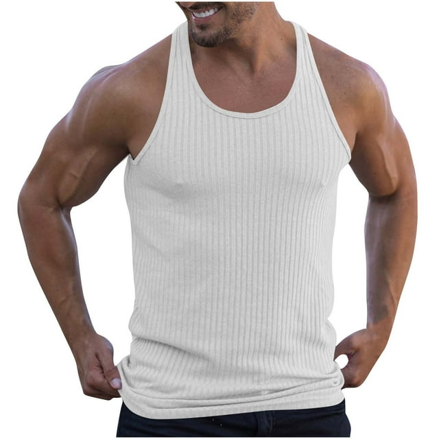 Dagegui Mens Bodybuilding Tank Tops Summer Knit Ribbed Thin Strap Tanks ...
