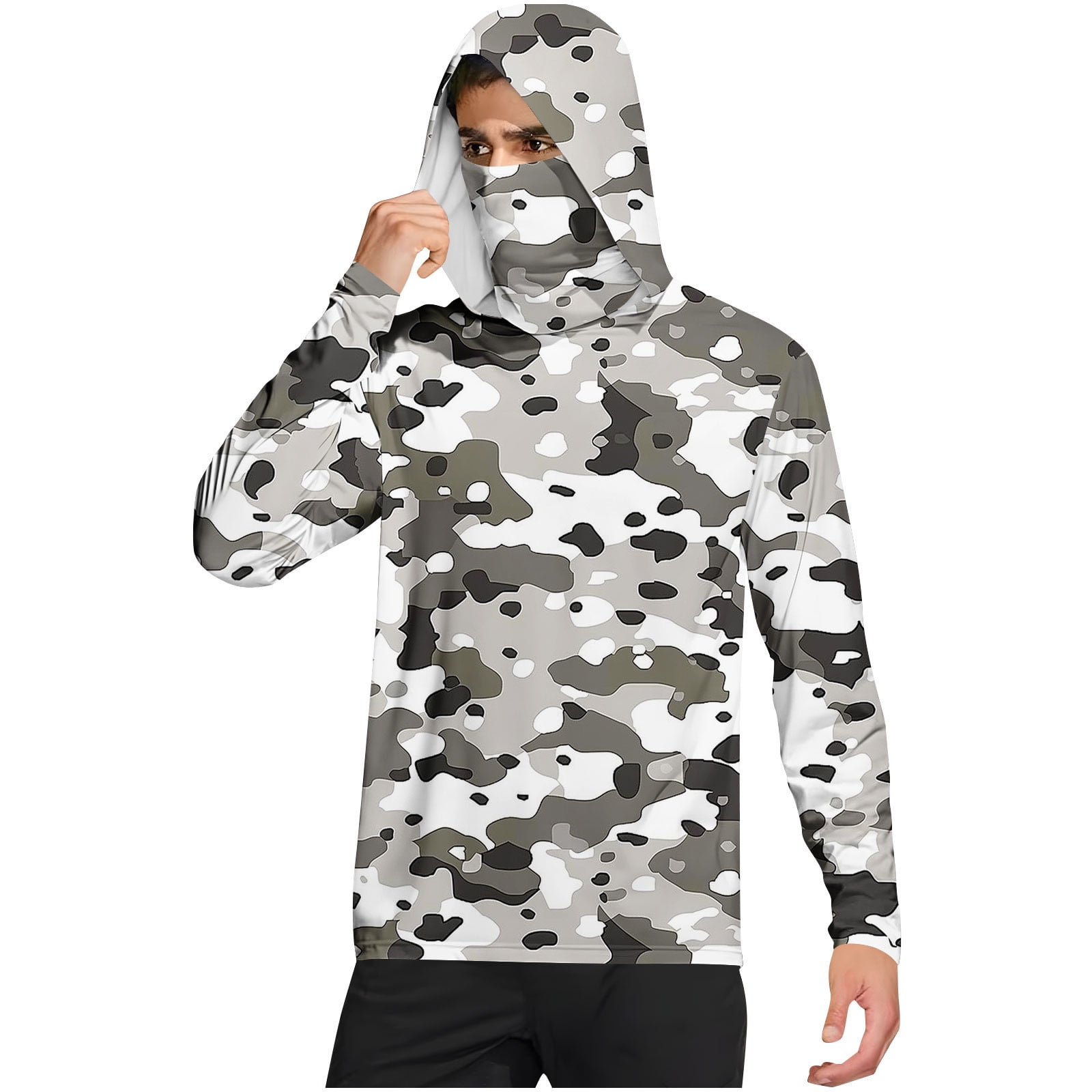 Dagegui Mens Camo UV Protection Shirt Lightweight Fishing Hoodie with ...