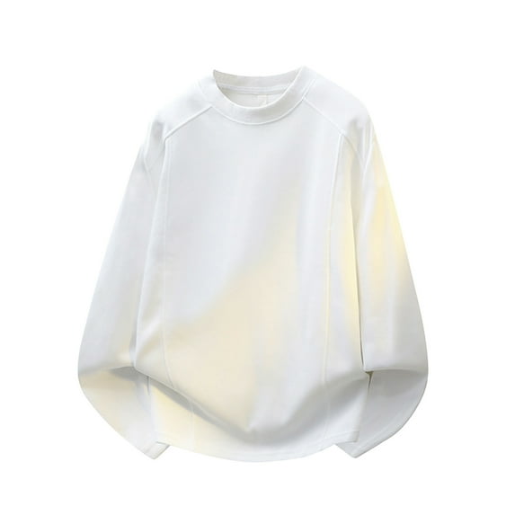 Dagegui Mens Crewneck Long Sleeve T Shirts Plus Size Solid Color ...