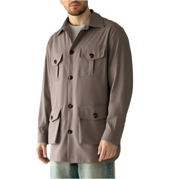 Dagegui Mens Fall Coats Casual Long Sleeve Button Down Turndown Collar ...