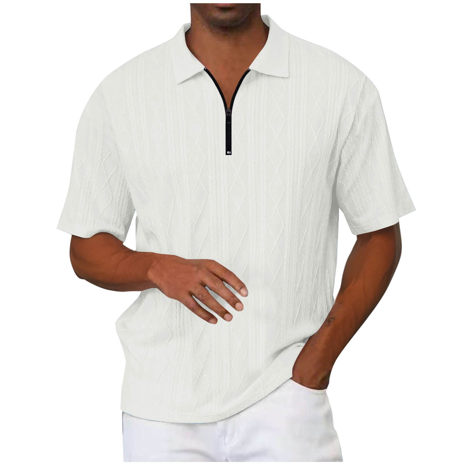 Dagegui Mens Golf T-Shirts 1/4 Zipper Short Sleeve Textured Shirt ...