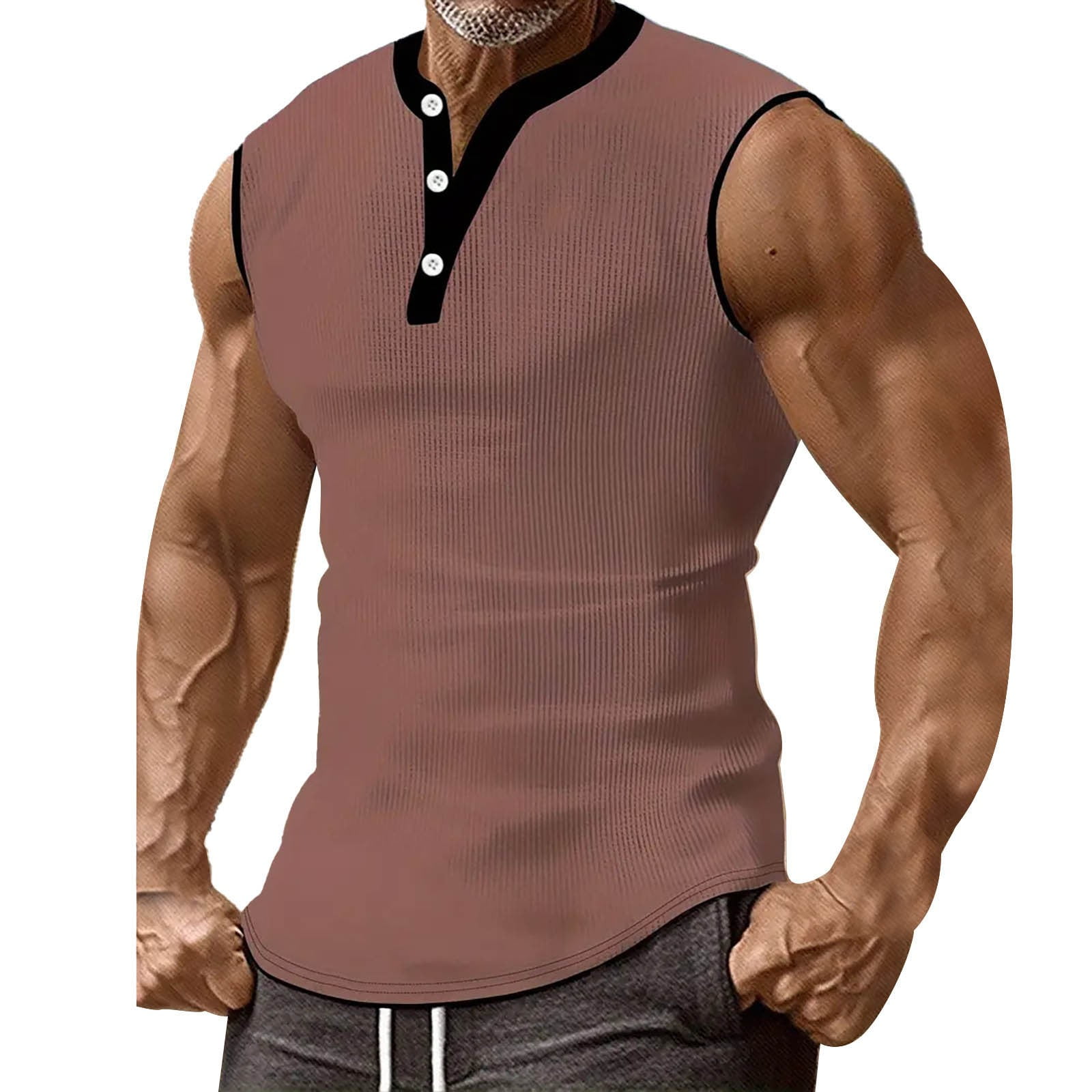 Dagegui Mens Henley Tank Tops Waffle Sleeveless Muscle Shirts Gym ...