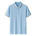 Dagegui Mens Light Blue Short Sleeve Golf T-Shirt Formal Collared Work ...