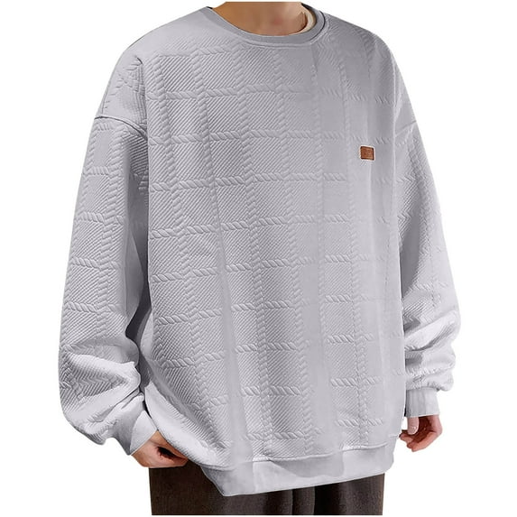 Dagegui Mens Long Sleeve Crew Neck Shirts Plus Size Sweatshirts Solid ...
