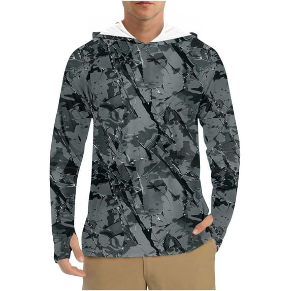 Dagegui Mens Long Sleeve Sun Shirts UPF 50+ Rash Guard Hoodies Quick ...