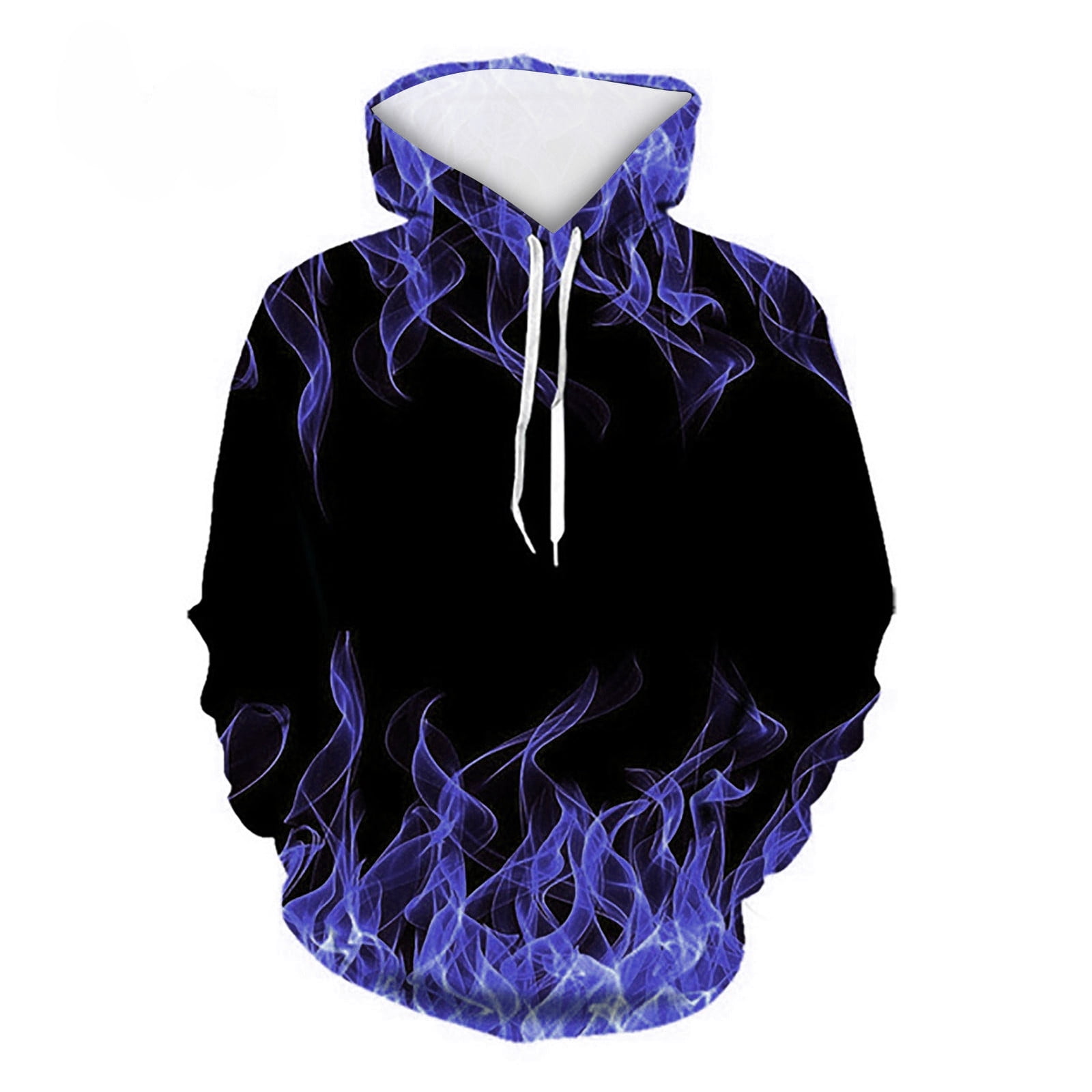 Dagegui Mens Novelty Hoodies 3D Flame Print Hooded Sweatshirts Casual ...