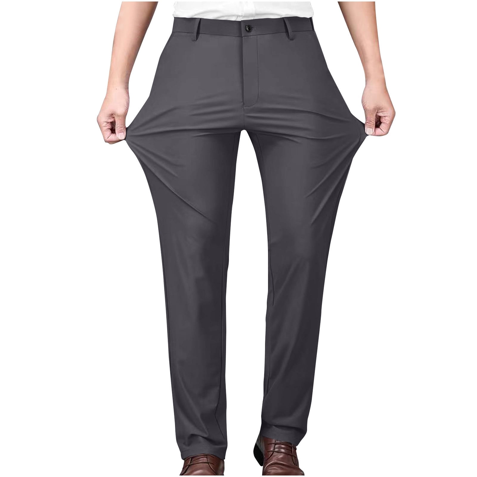 Dagegui Mens Stretch Suit Pant Formal Slim Fit Work Pants Basic ...