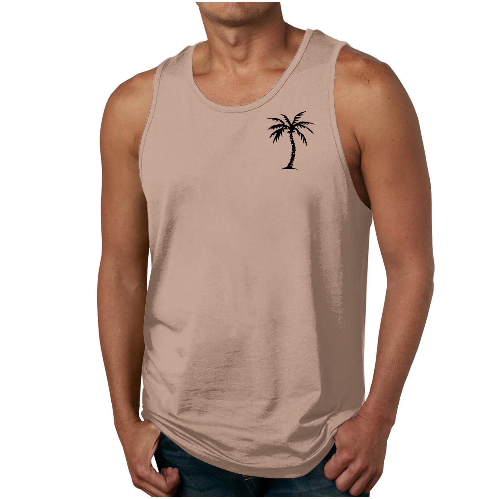 Dagegui Mens Summer Tank Tops Palm Tree Graphic Sleeveless Muscle ...