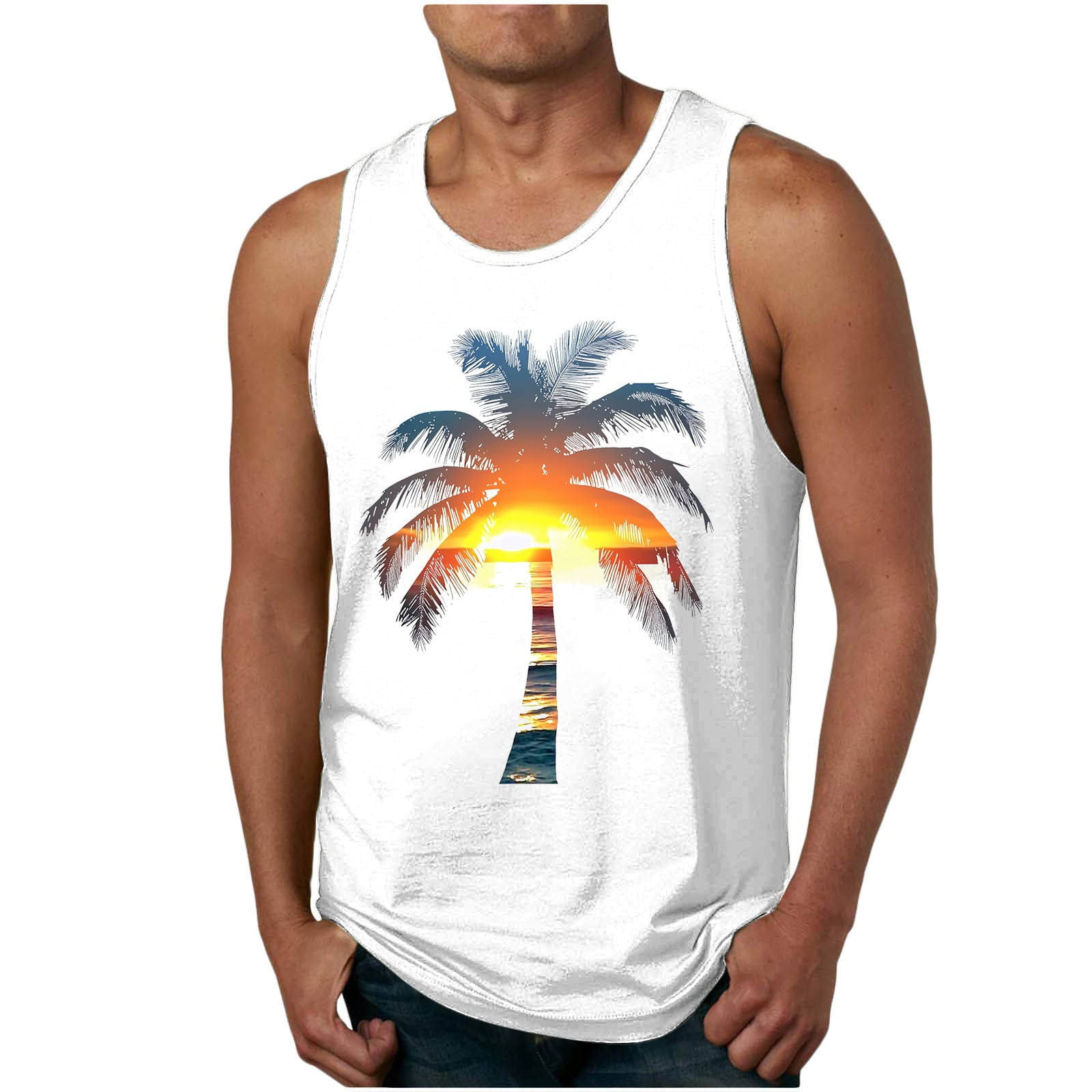 Dagegui Mens Tank Tops Summer Beach Sleeveless Vacation Shirts Muscle ...