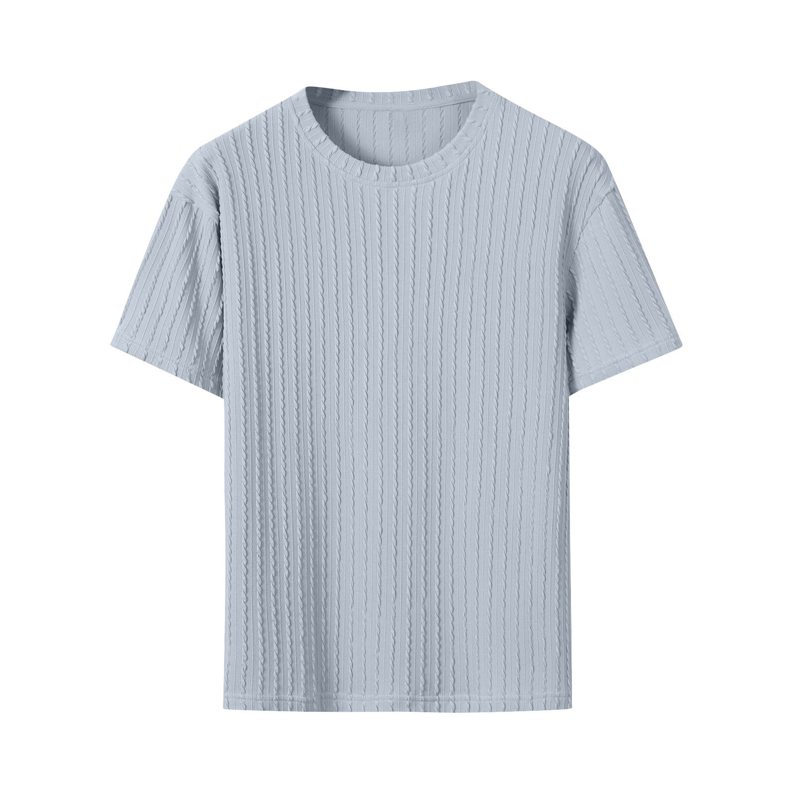 Dagegui Mens Textured T-Shirts Light Blue Short Sleeve Solid Color ...