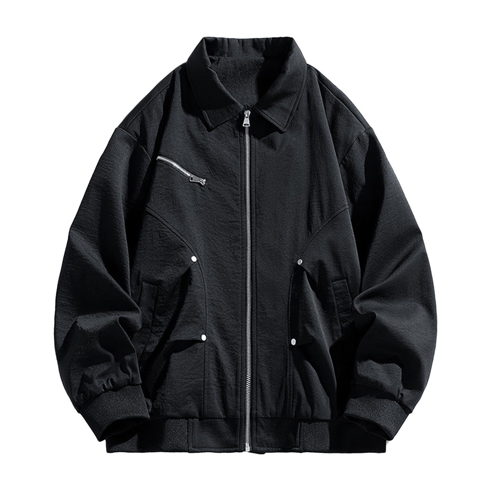 Dagegui Mens Varsity Jacket Lightweight Zip Up Turndown Collar Jackets ...