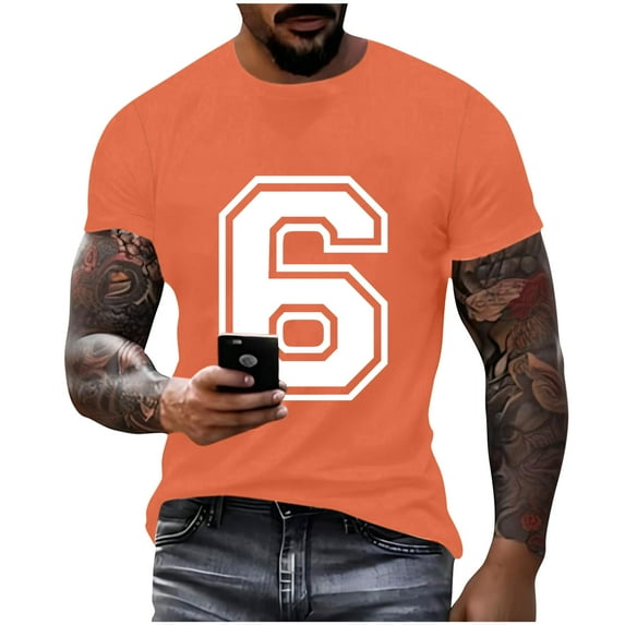 Dagegui Number 6 T-Shirt for Men Summer Crew Neck Short Sleeve Tops ...