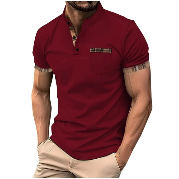 Dagegui Red Short Sleeve T Shirts for Men Trendy Dress Work Shirt ...