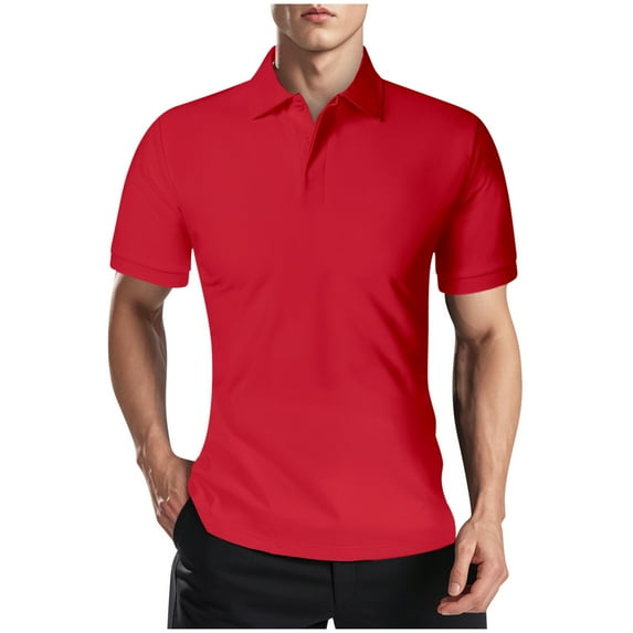 Dagegui Summer Men's Athletic Shirts Red Short Sleeve Button Down ...