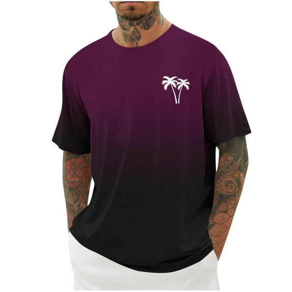 Dagegui Summer T Shirt for Men Gradient Short Sleeve Hawaiian Beach ...