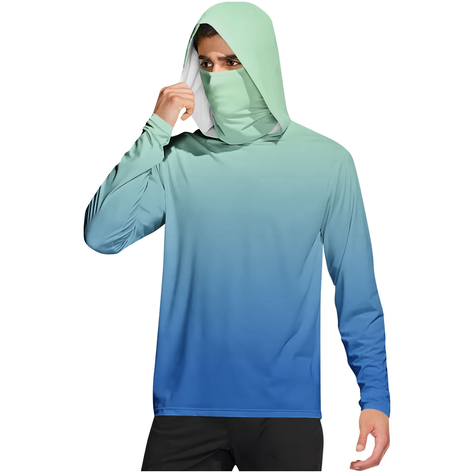 Dagegui Sun Hoodie for Men Gradient Color Long Sleeve UV Protection ...