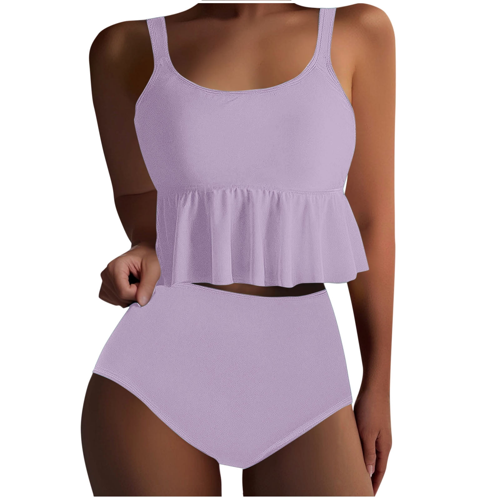 Dagegui Swim Suits for Women Tummy Control Swimsuits Ruffled Tank Tops ...