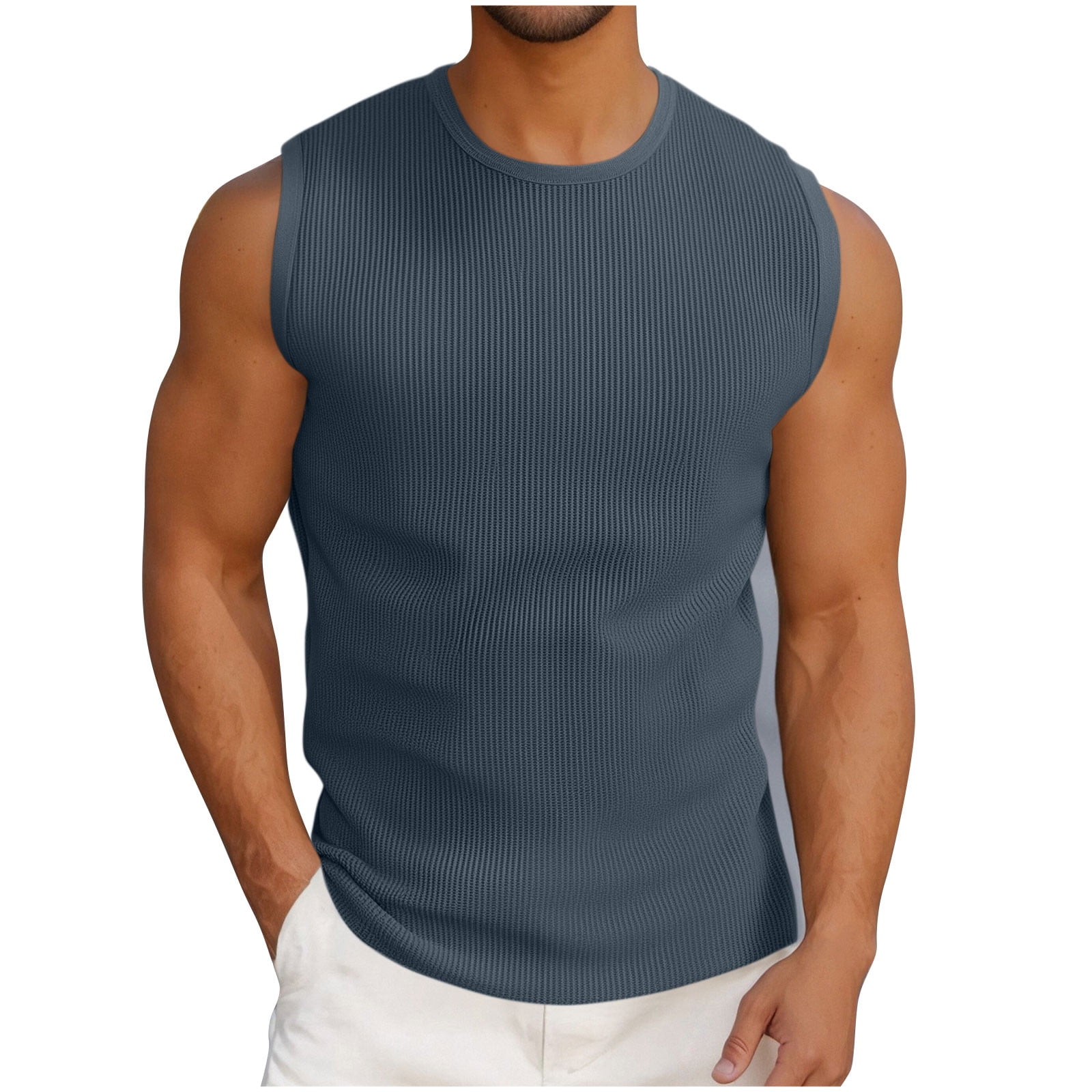 Dagegui Under $10 Compression Sleeveless Shirts for Men Stretch Knit ...