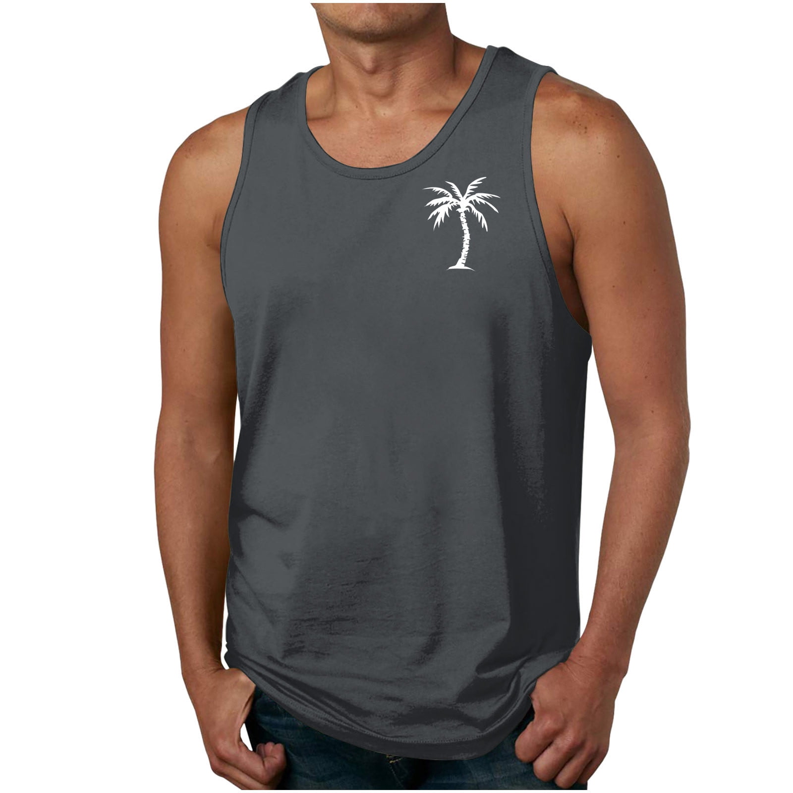 Dagegui Under $10 Mens Summer Tank Tops Palm Tree Graphic Sleeveless ...
