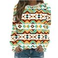 Dagegui Womens Aztec Print Sweatshirts Western Ethnic Long Sleeve