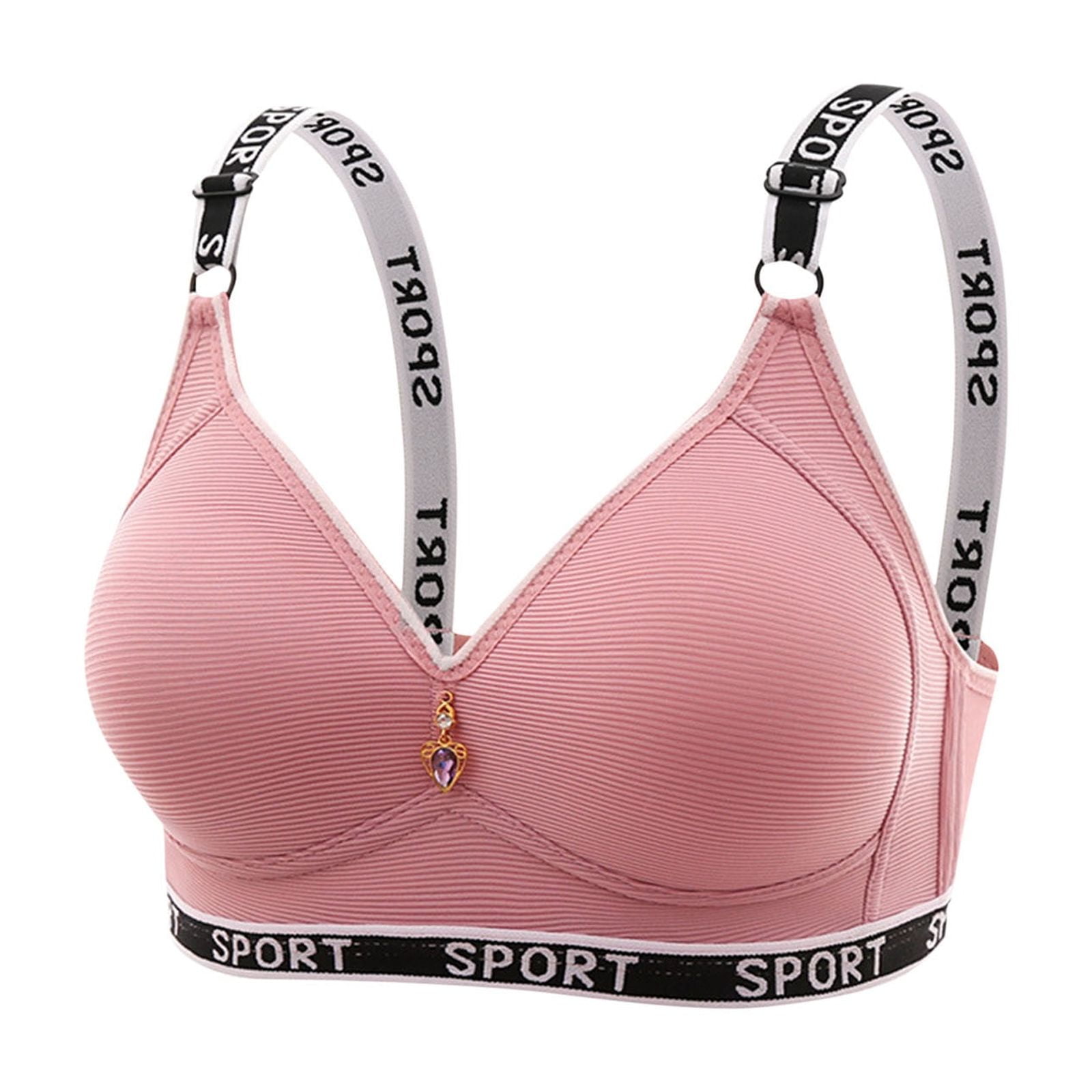 Dagegui Womens Bra M Women's Wireless Bras Letter Print Adjustable ...