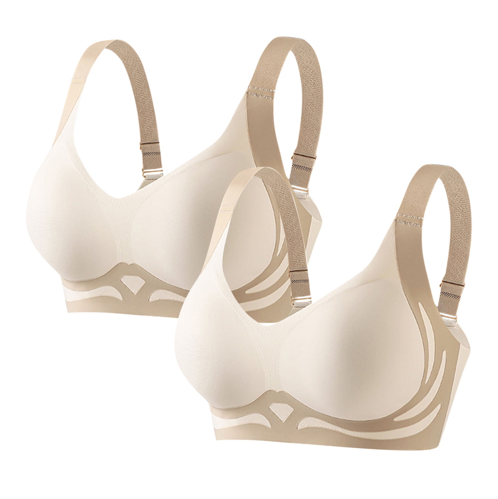 Dagegui Womens Bras 3X 2 Pc Women's Sports Bras Wireless Gathering Push ...