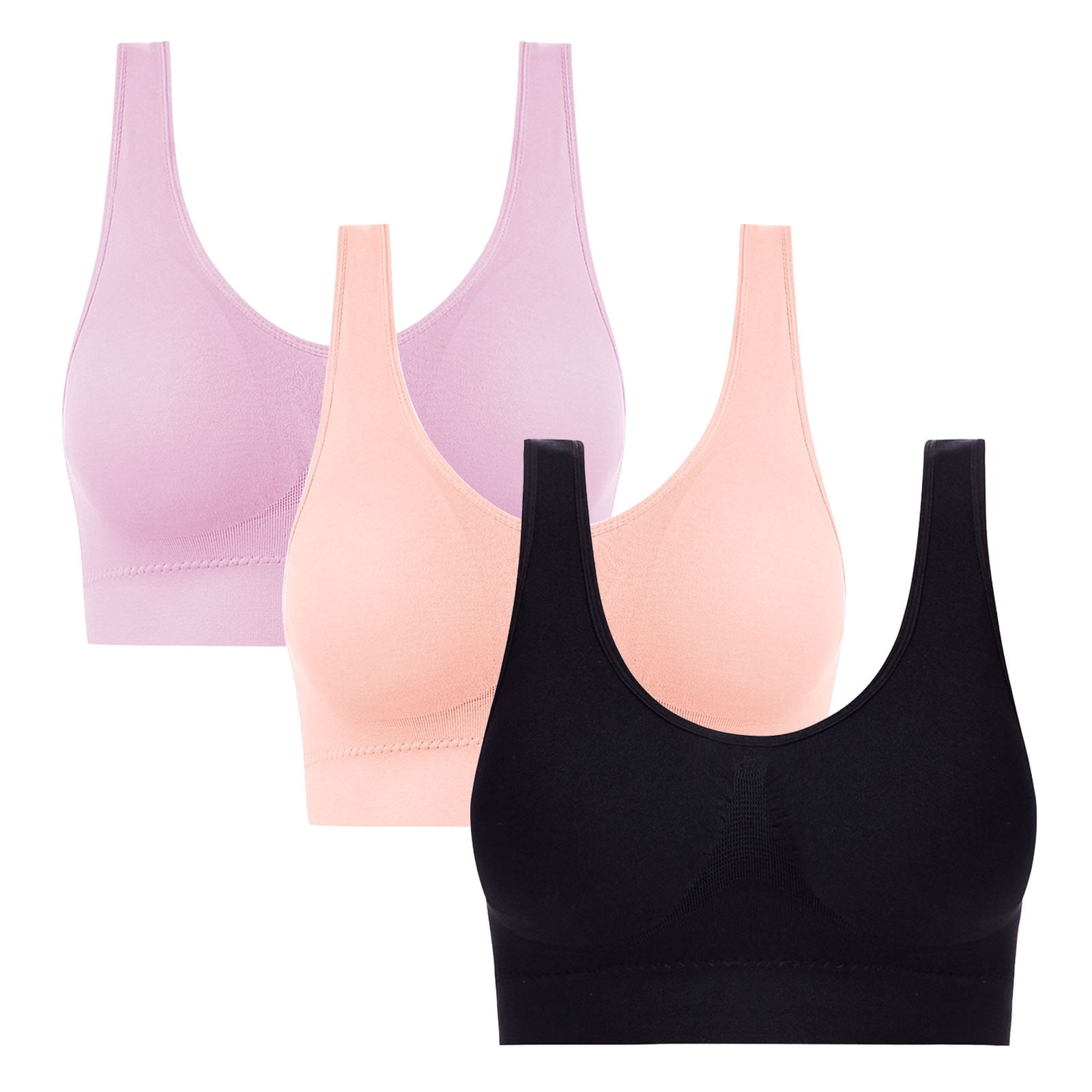 Dagegui Womens Bras L Plus Size Wireless Bra for Women 3 Pieces ...
