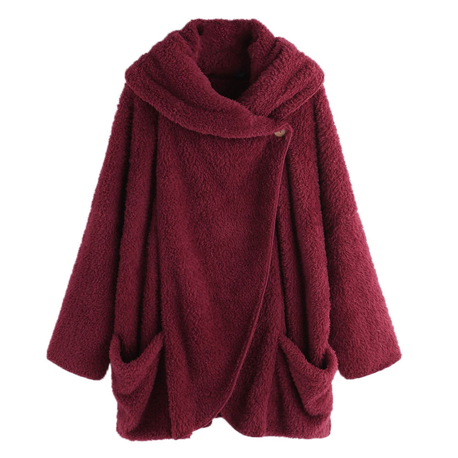Dagegui Womens Plush Outerwear Plus Size Open Front Fuzzy Cardigan Long ...