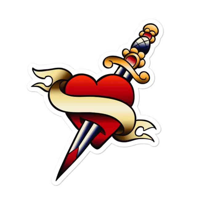 Dagger Heart Sticker Americana Tattoo Phone Decal Water Bottle Stickers ...