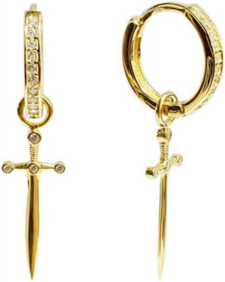 Dagger Hoop Cuff Earrings S925 Sterling Silver Cubic Zirconia ...