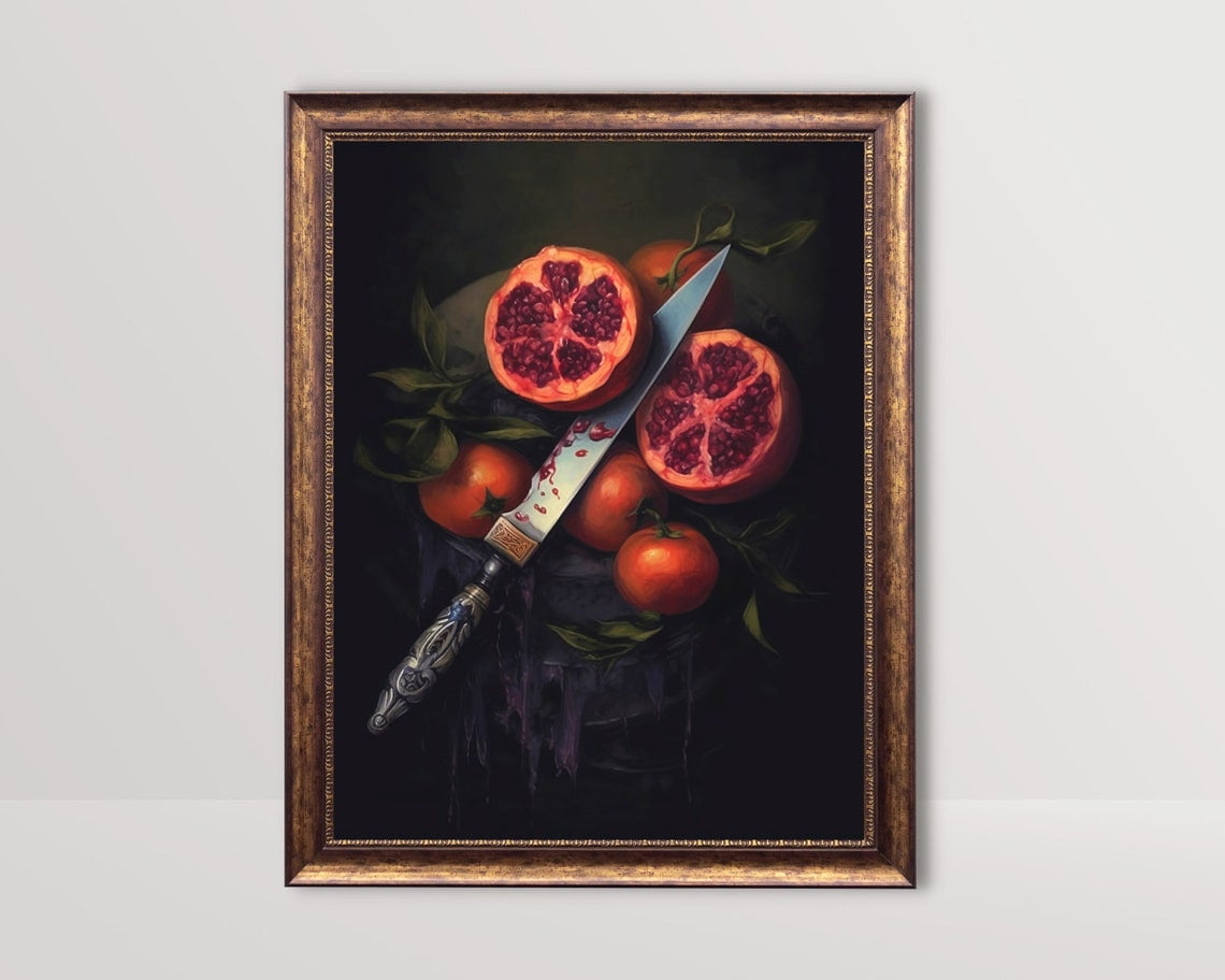 Dagger Sword And Pomegranate, Gothic Home Decor, Dark Botanical ...