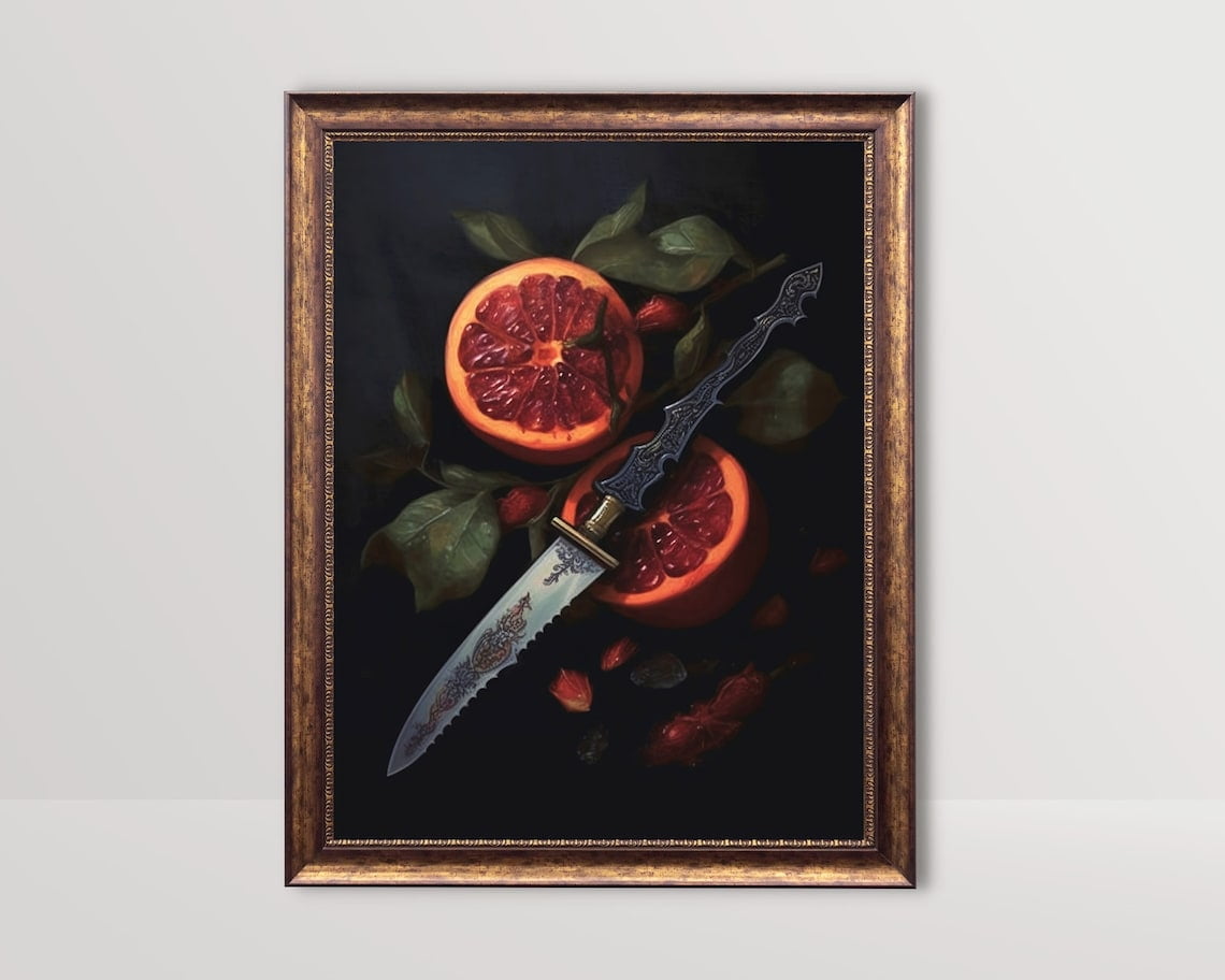 Dagger Sword And Blood Orange, Gothic Home Decor, Dark Botanical ...