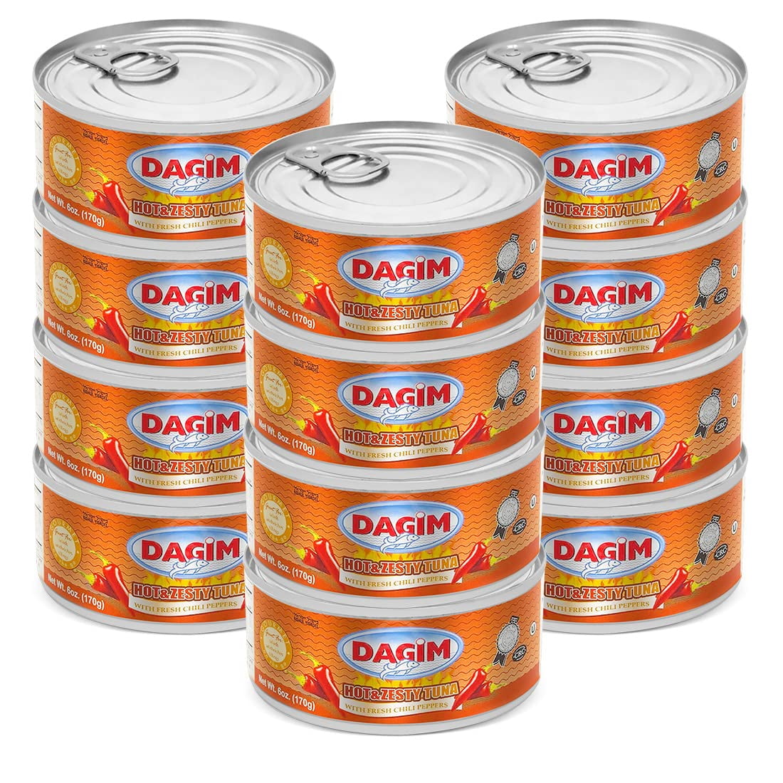 Dagim Hot and AJH3 Zesty Canned Tuna Fish with Fresh Chilli Peppers 6 ...