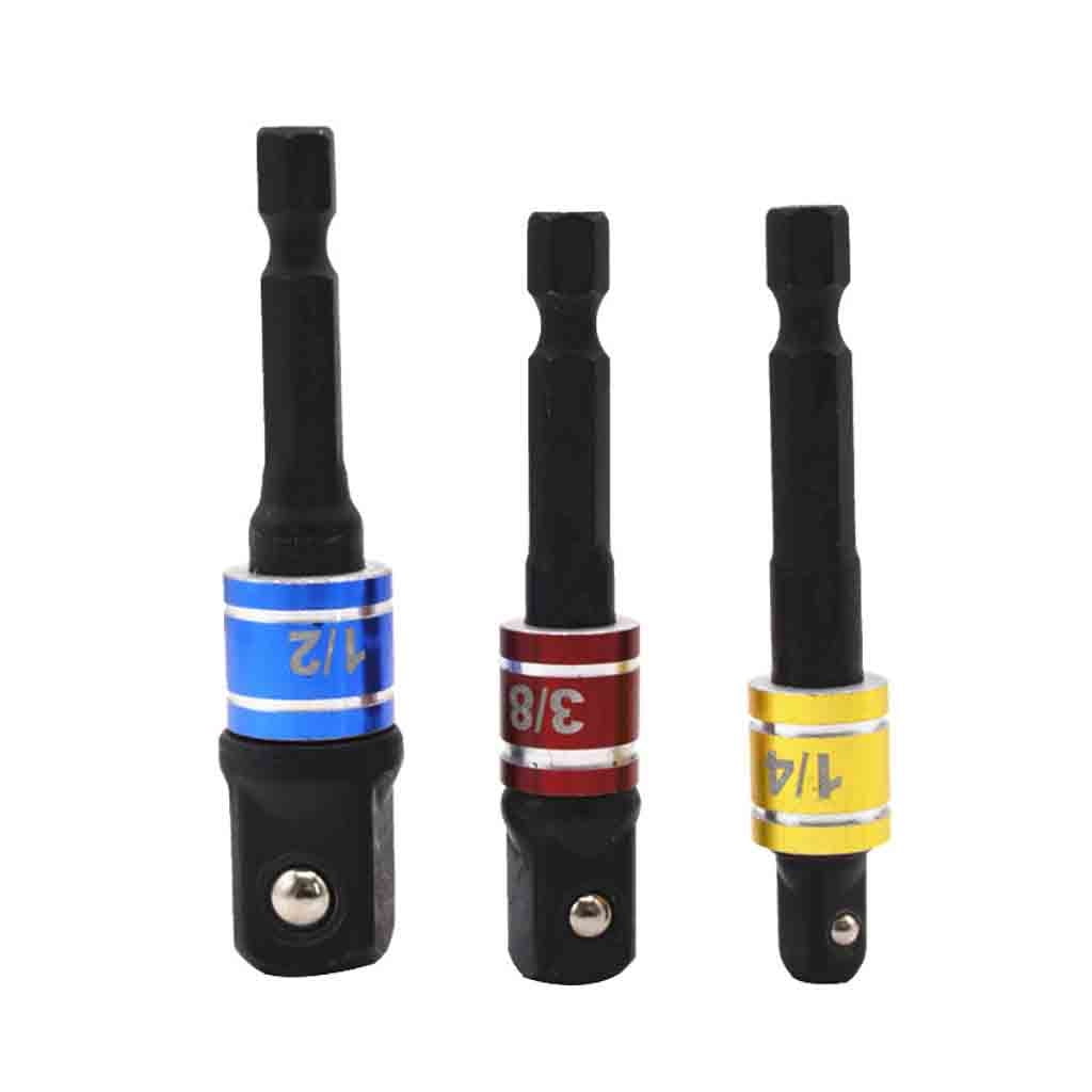 DagobertNiko 3Pcs Impact Drill Socket Adapter Converter Set For To 1/4 ...