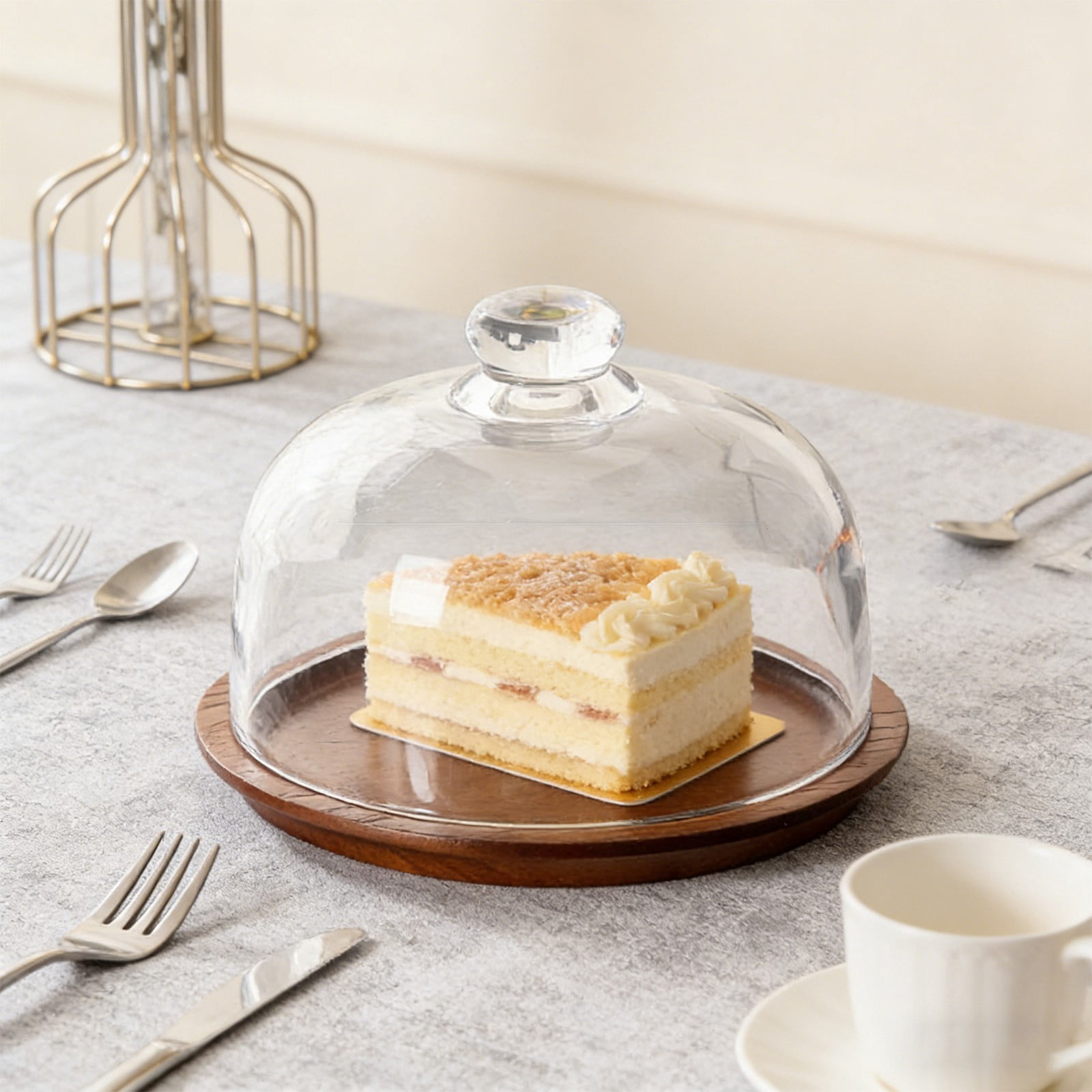 DagobertNiko Clear Glass Mini Dessert Tray with Solid Wood Base 4.72×3. ...