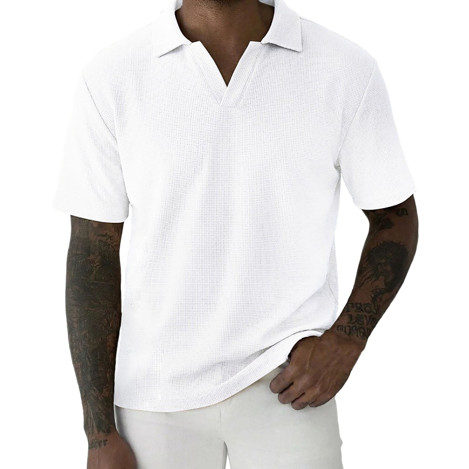 DagobertNiko Mens Shirts Short Sleeve V Neck Tops Loose Fitted Casual ...