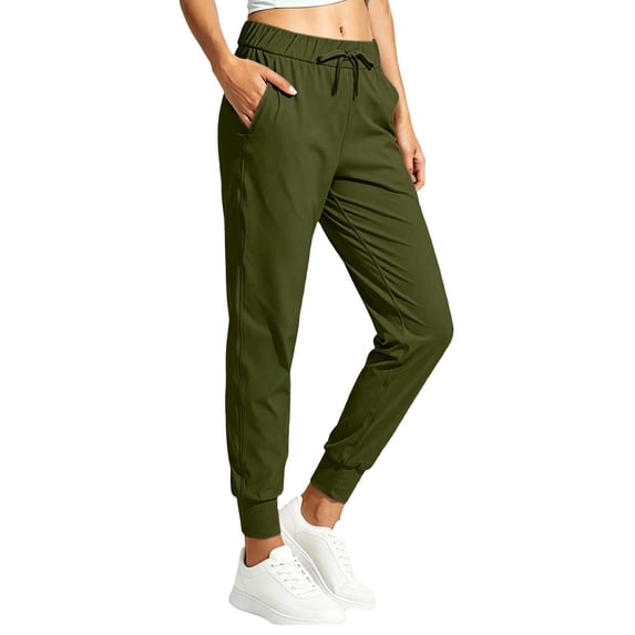 Dagugfen Athletic Pants for Women Straight Slim Leg Drawstring Elastic ...