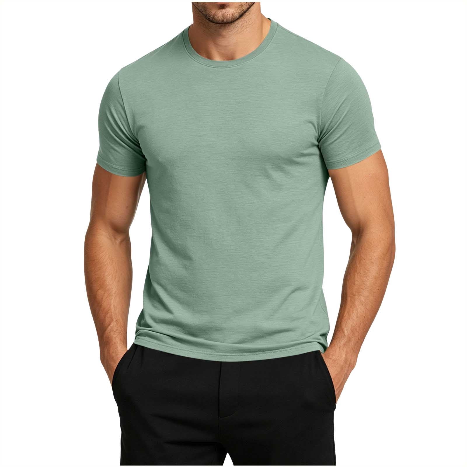 Dagugfen Athletic Tops for Men Slim Fitted Short Sleeve Crew Neck ...
