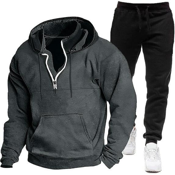 Dagugfen Fall Outfits for Men Sweatsuits Quarter Zip Pullover Cargo ...