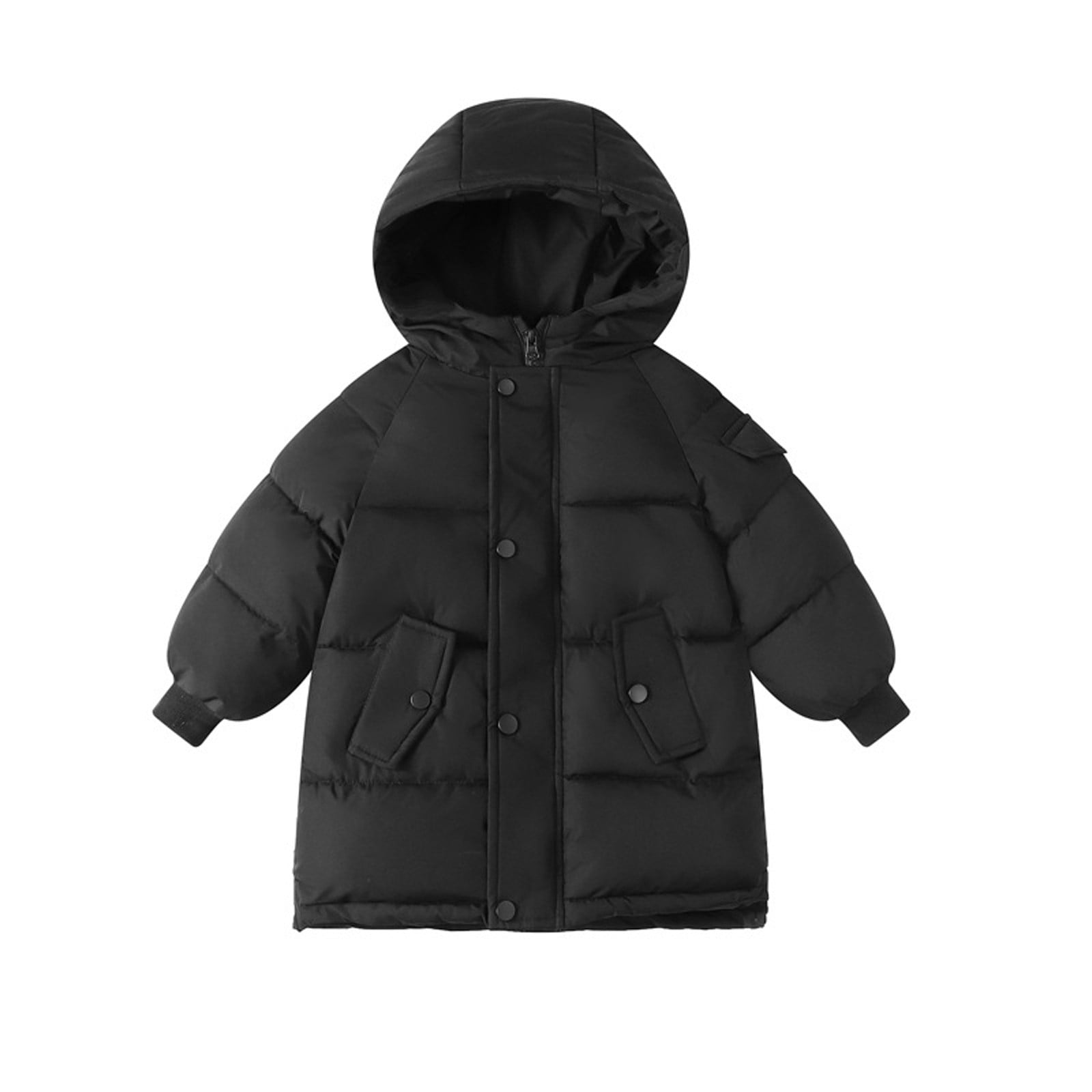 Dagugfen Girls Winter Coat Button Zipper up Outerwear with Hood Loose ...