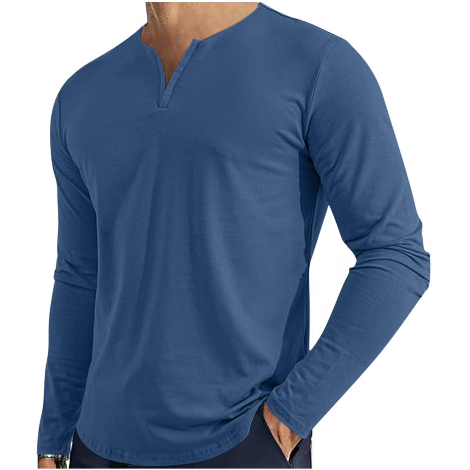 Dagugfen Men's Sports Workout Shirts Long Sleeve V Neck Stretchy ...