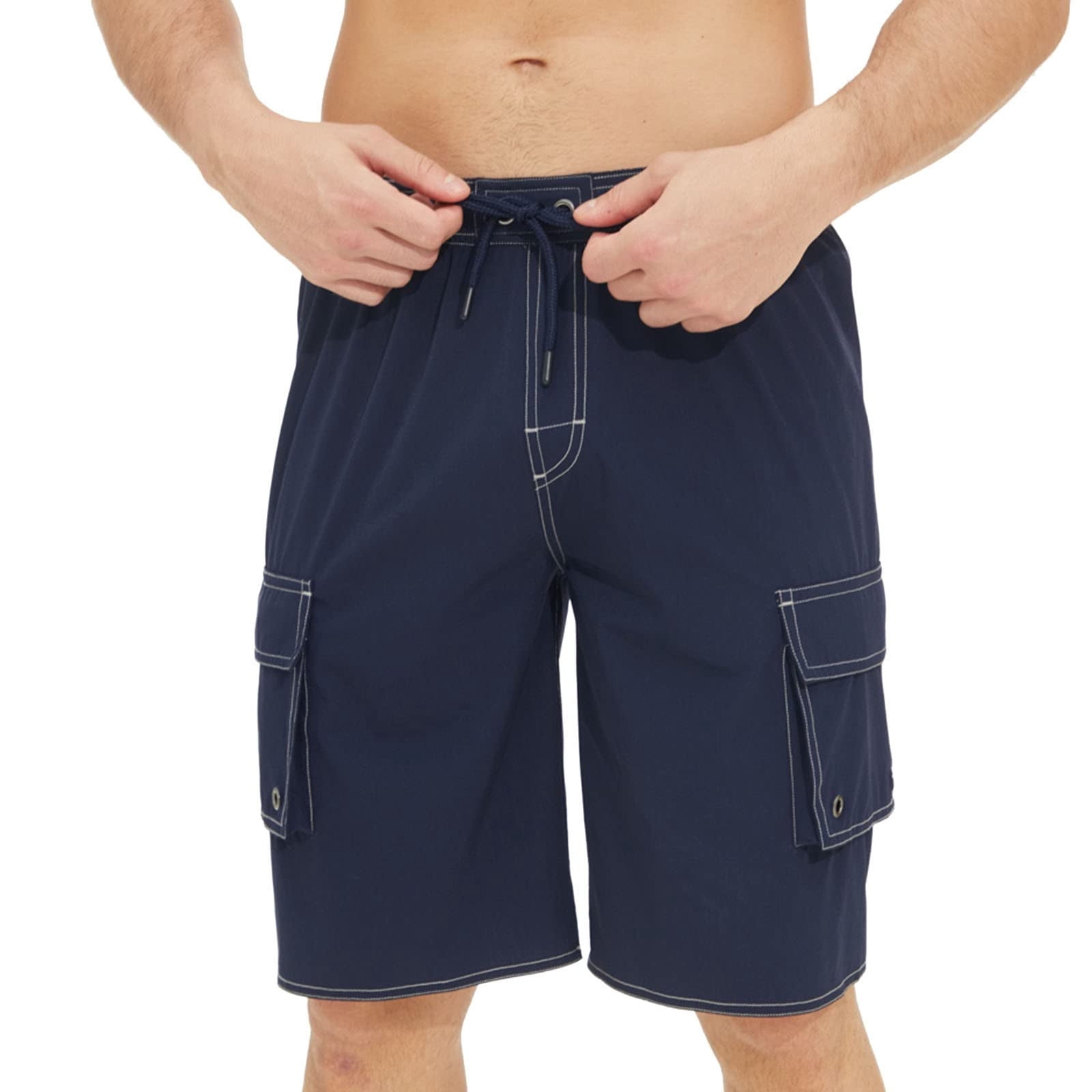 Dagugfen Mens Casual Cargo Shorts Drawstring Regular Fitted Knee Length ...