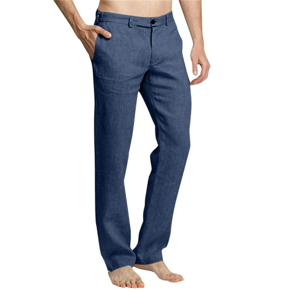 Dagugfen Mens Dress Pants Business Casual Workwear Button Tapered Leg ...