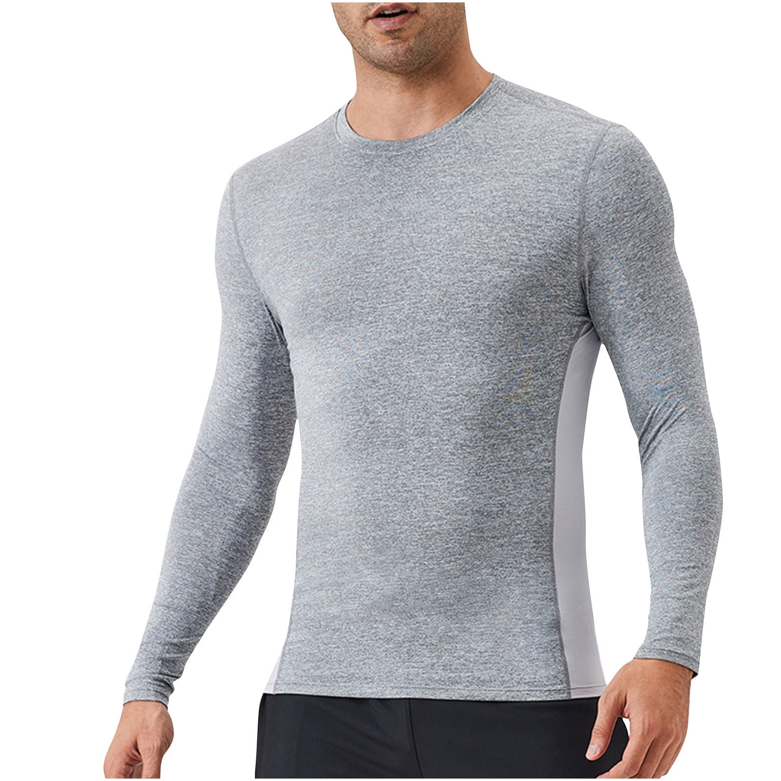 Dagugfen Mens Gym Tops Long Sleeve Crew Neck Tight Lightweight Running ...