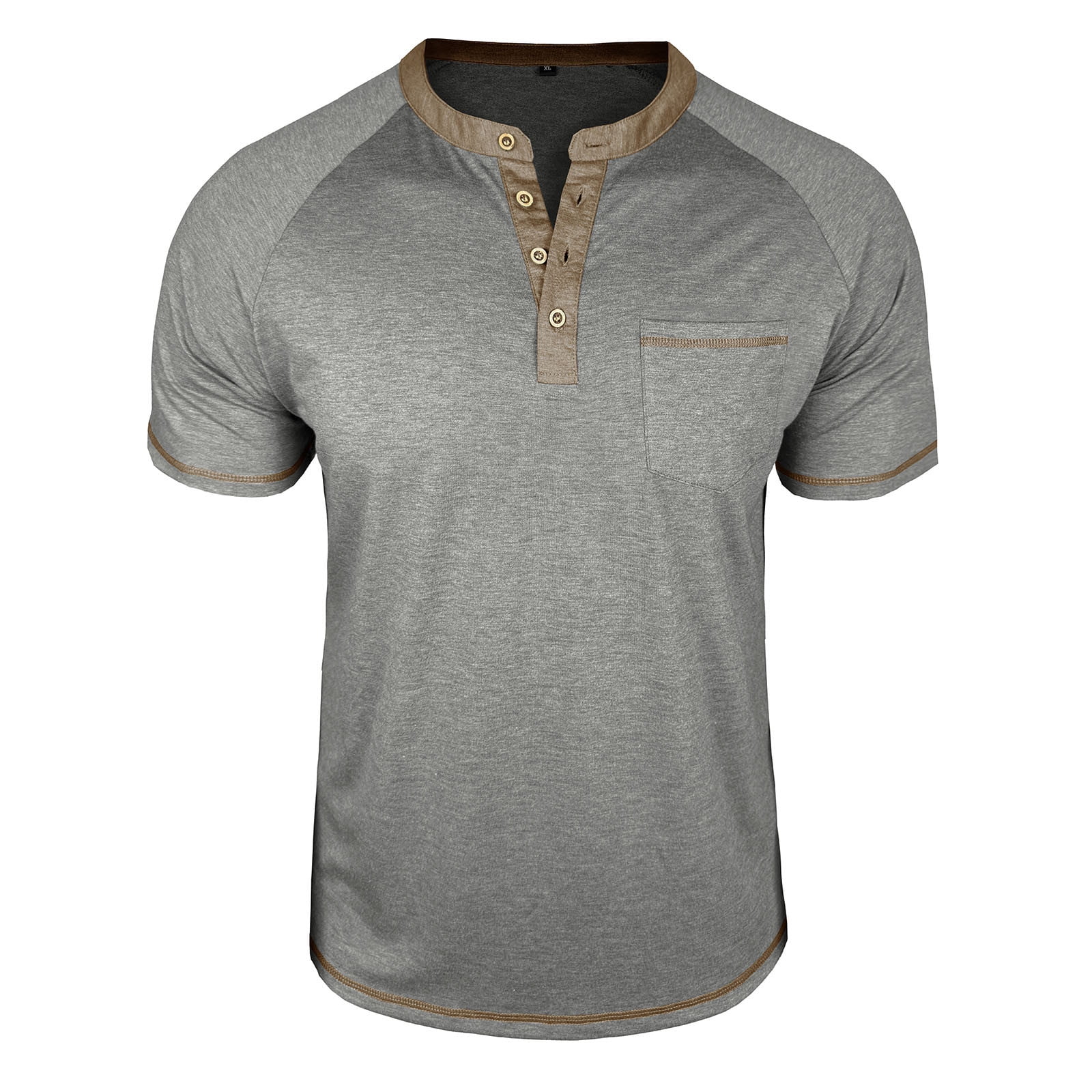 Dagugfen Mens Notch V Neck Tshirts Short Sleeve 1/4 Button Pullover ...