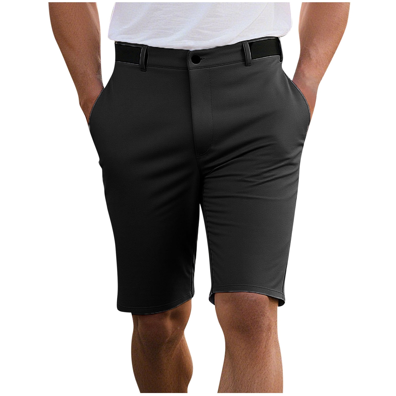 Dagugfen Mens Shorts Summer Knee Length Straight Leg Button Fitted ...