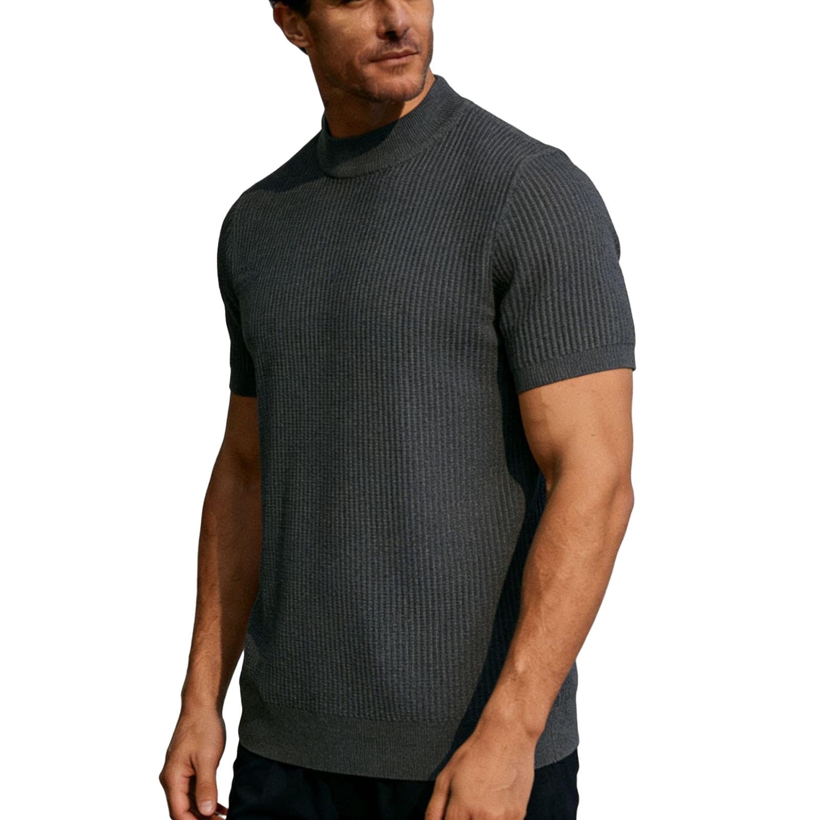 Dagugfen Mens T Shirts Knitted Short Sleeve Crew Neck Regular Fitted ...