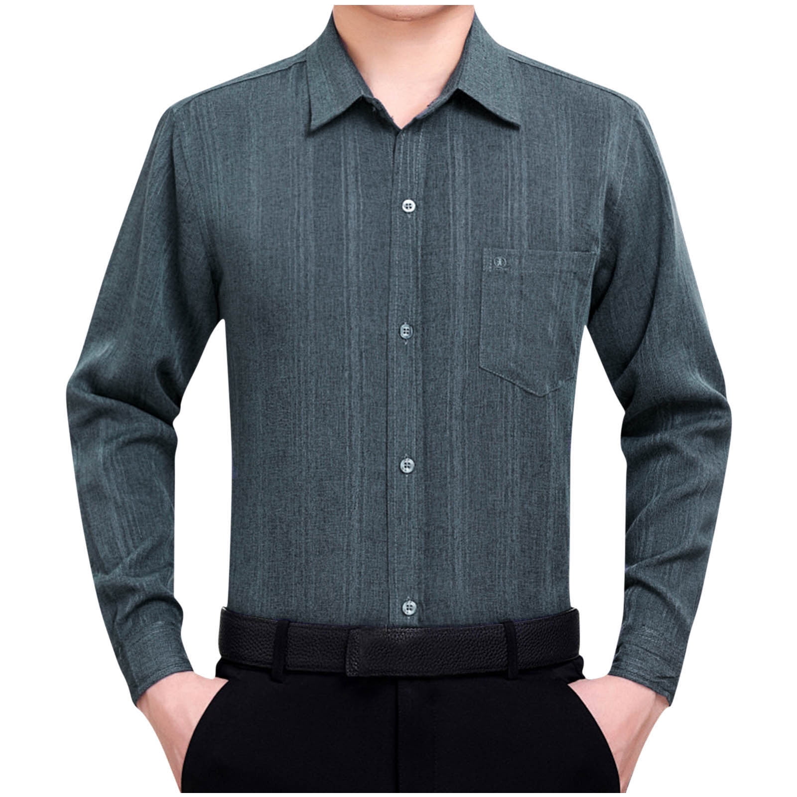 Dagugfen Mens Work Shirts Long Sleeve Button down Fitted Lightweight ...