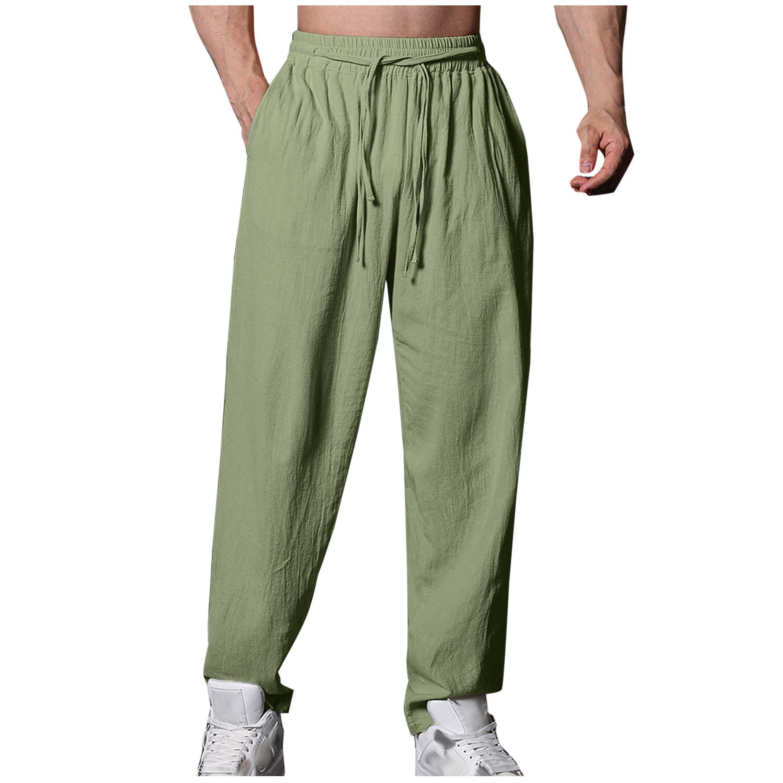 Dagugfen Pants for Men Casual Tapered Leg Elastic Waist Baggy Solid ...