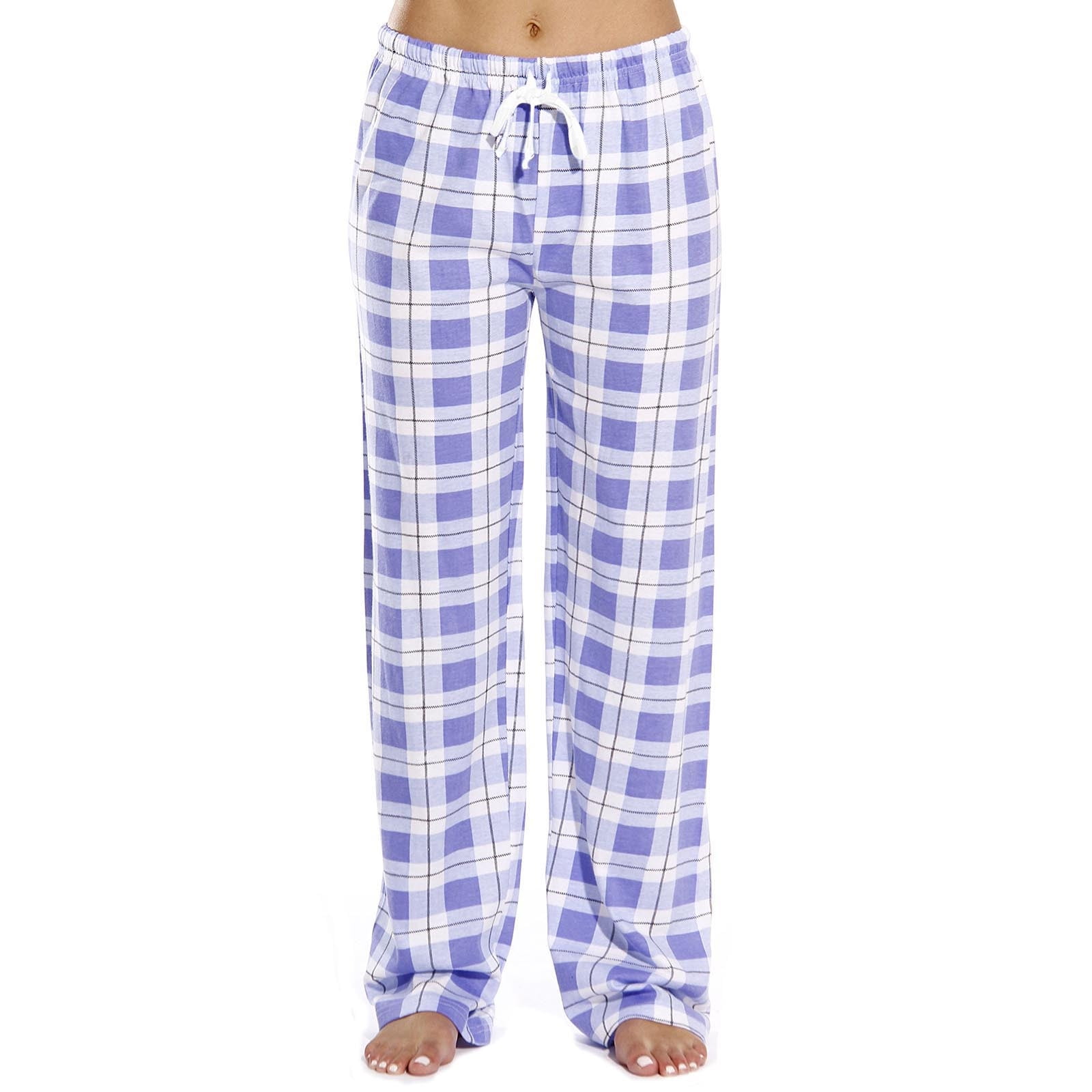 Dagugfen Plaid Pants for Women Drawstring Elastic Waist Full Length ...